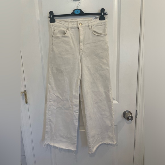 Zara | Jeans | Zara White Culottes High Waist Wide Leg Jeans | Poshmark